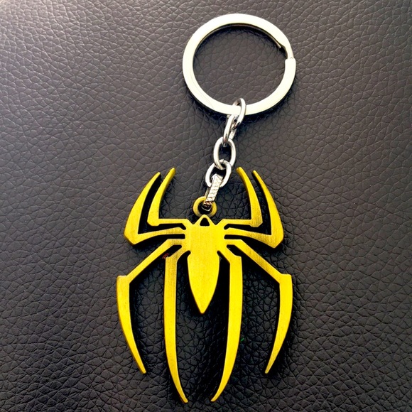 Accessories | Spiderman Logo Gold Tone Metal Keychain | Poshmark